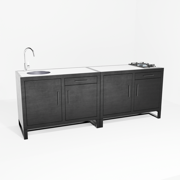 Outdoor Kitchen Double Pair: Double Gas (Pedestal) + Double Sink (Pede ...