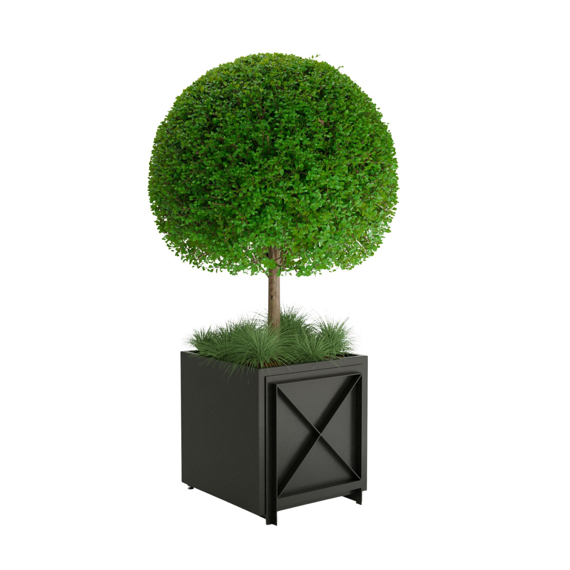 Evoke, Steel planter, 700x700x700mm, Black powder coating – Outscape